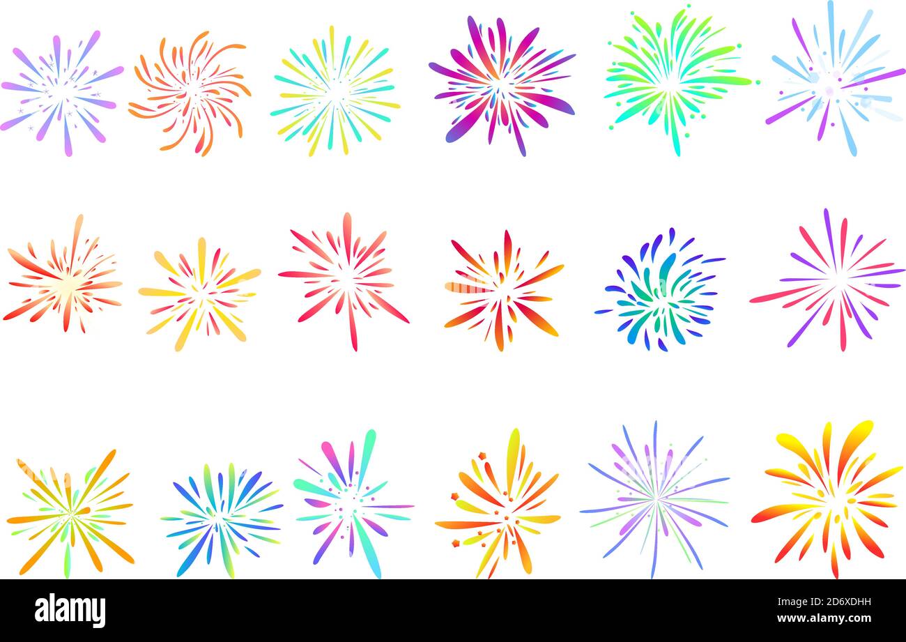 Feuerwerk-Icons gesetzt. Cartoon Satz von Feuerwerk Vektor-Icons für ...