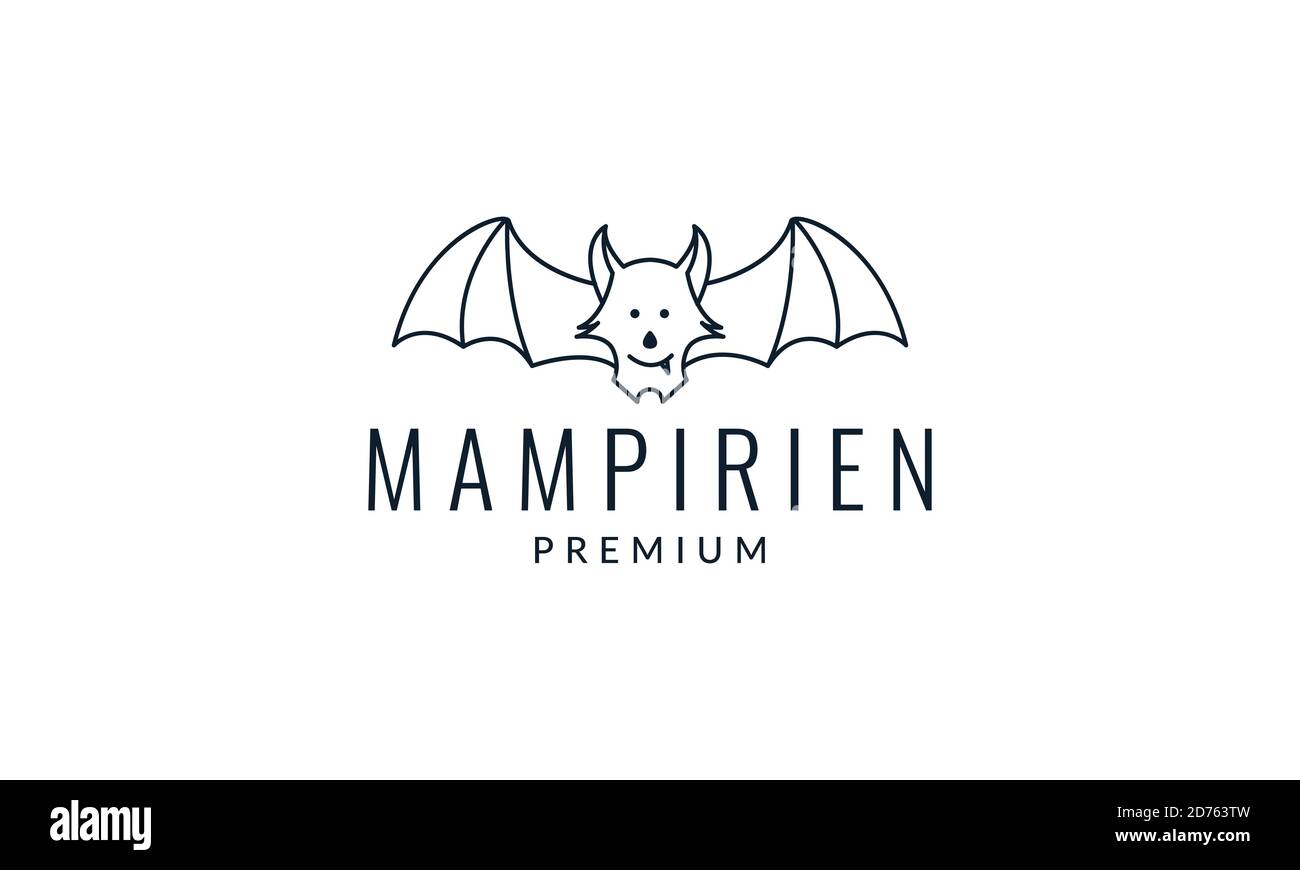 Tier Fledermaus Linie Kunst Umriss Schreck Logo Vektor Symbol ...