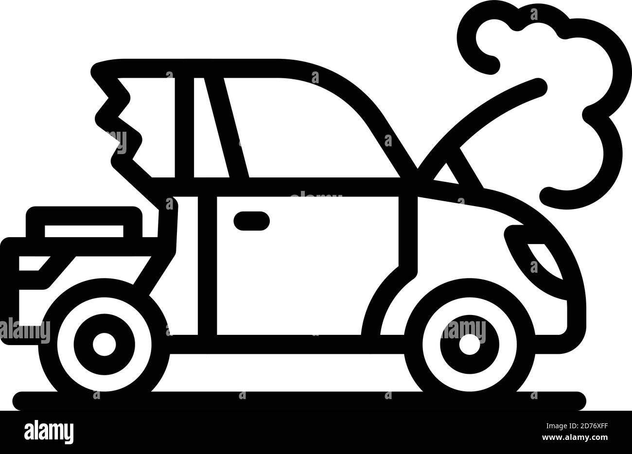 Defektes Autosymbol. Umreißen Sie das Symbol für zerbrochene ...