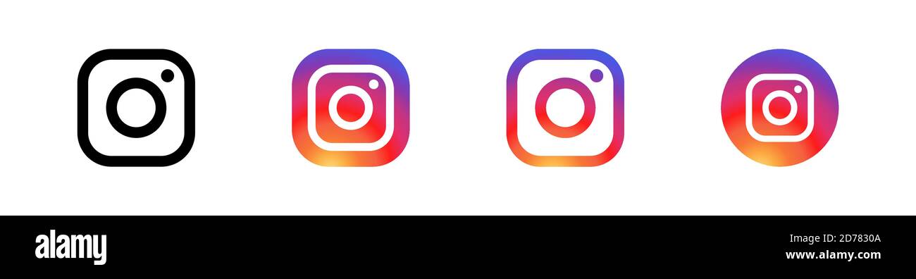 Instagram-Logo und Symbol auf weißem Papier in verschiedenen Stilen ...