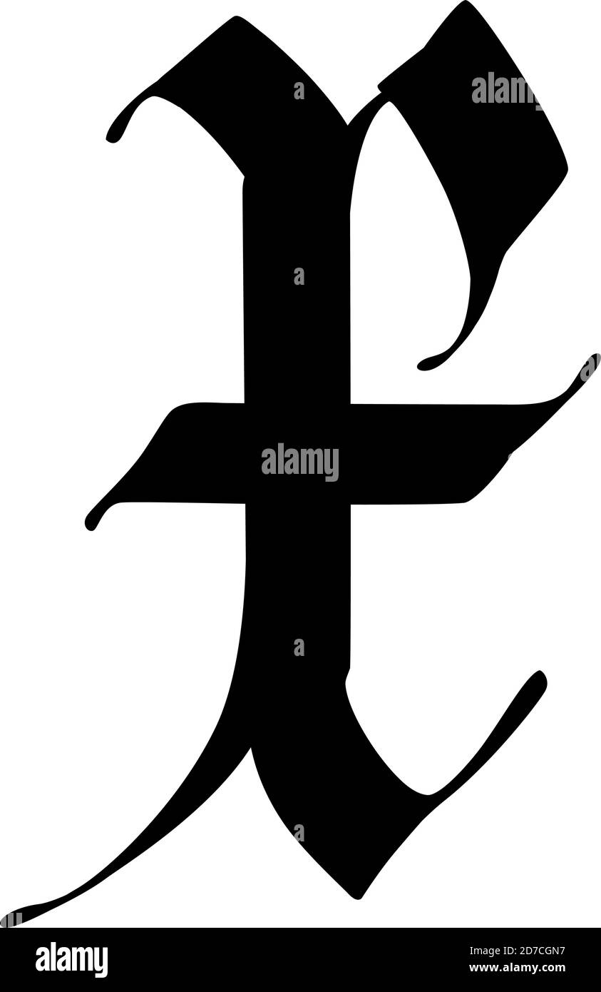Buchstabe X, im gotischen Stil. Vektor. Alphabet. Das Symbol befindet ...