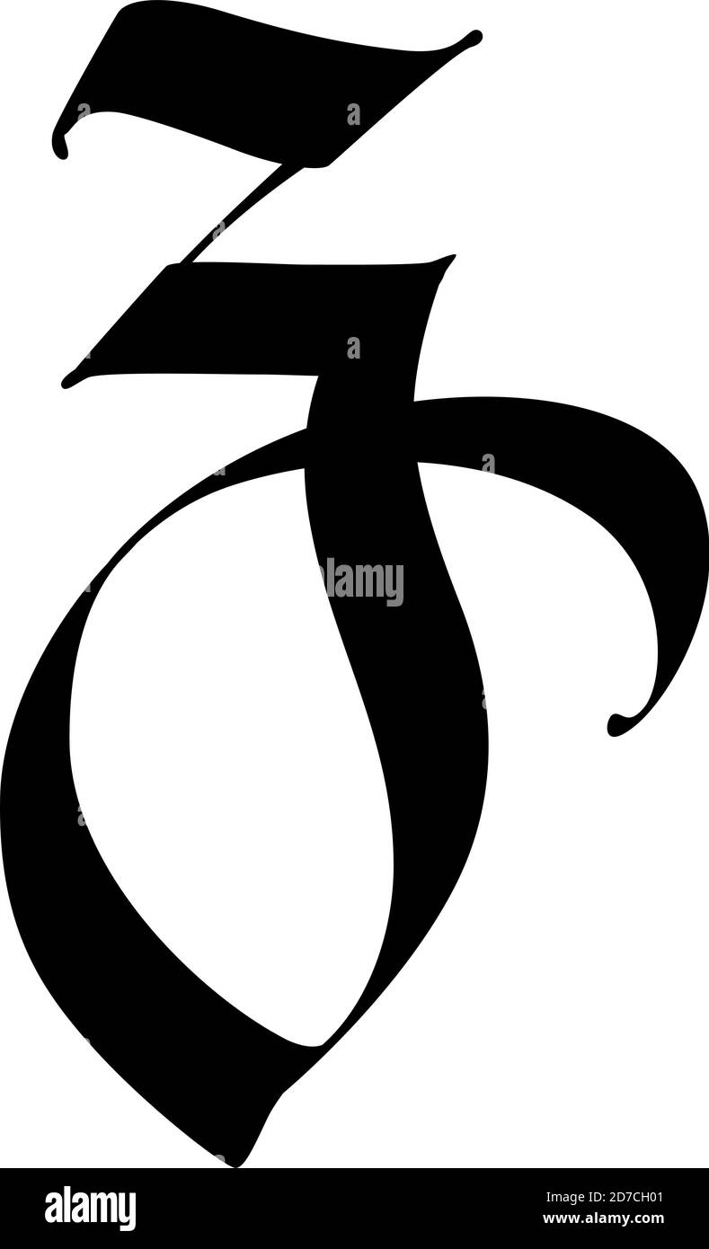 Buchstabe z, im gotischen Stil. Vektor. Alphabet. Das Symbol ist auf ...