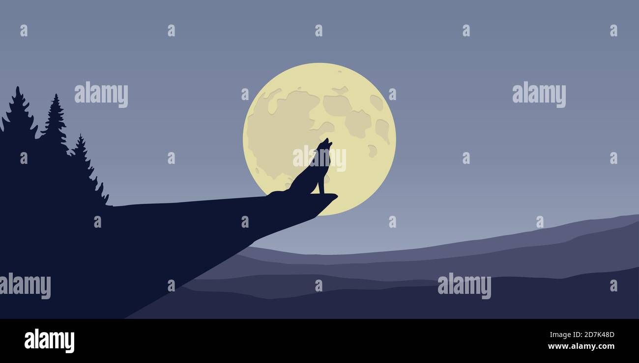 Der Wolf Heult Bei Vollmond Stockfotos und -bilder Kaufen - Alamy