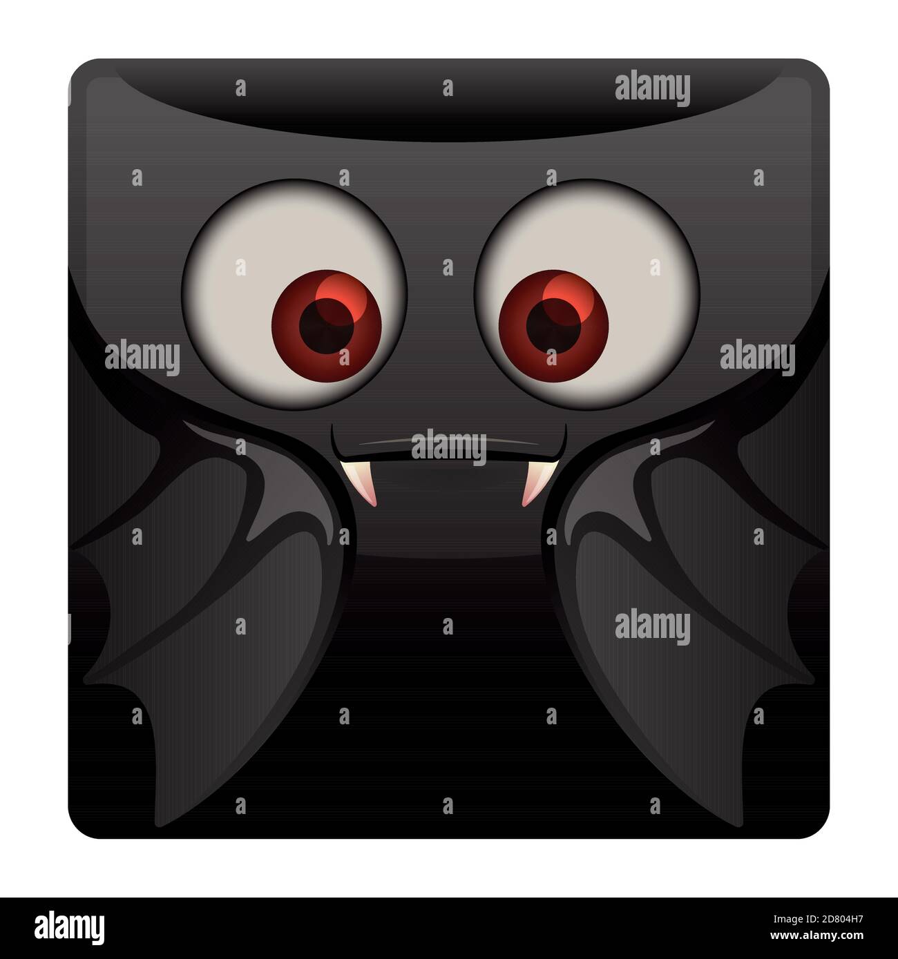 Niedliche Vampirfledermaus mit großen Augen in einem abgerundeten ...