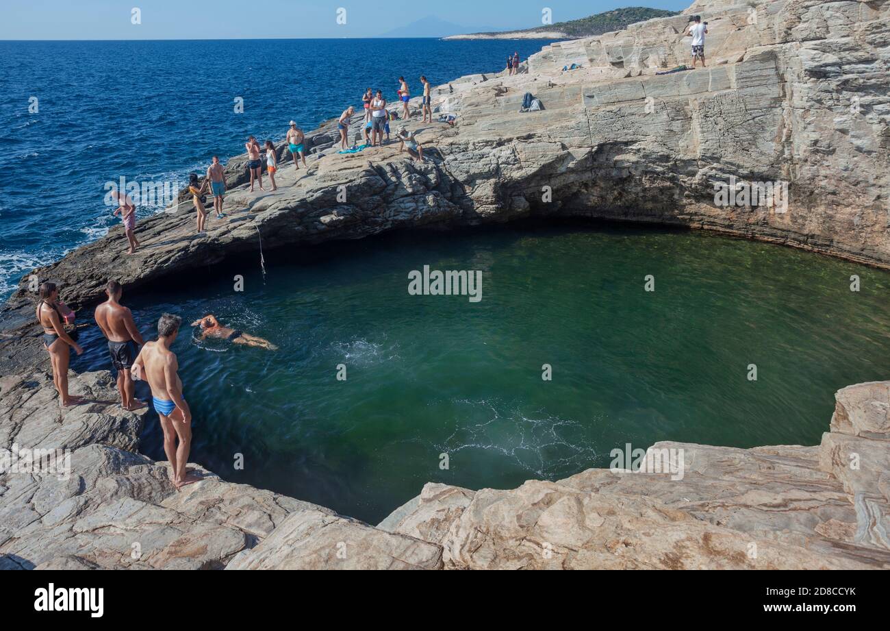 Griechische Strände, Lagune von Giola, natürliches Meerwasserbecken, Insel Thassos, Griechenland ...