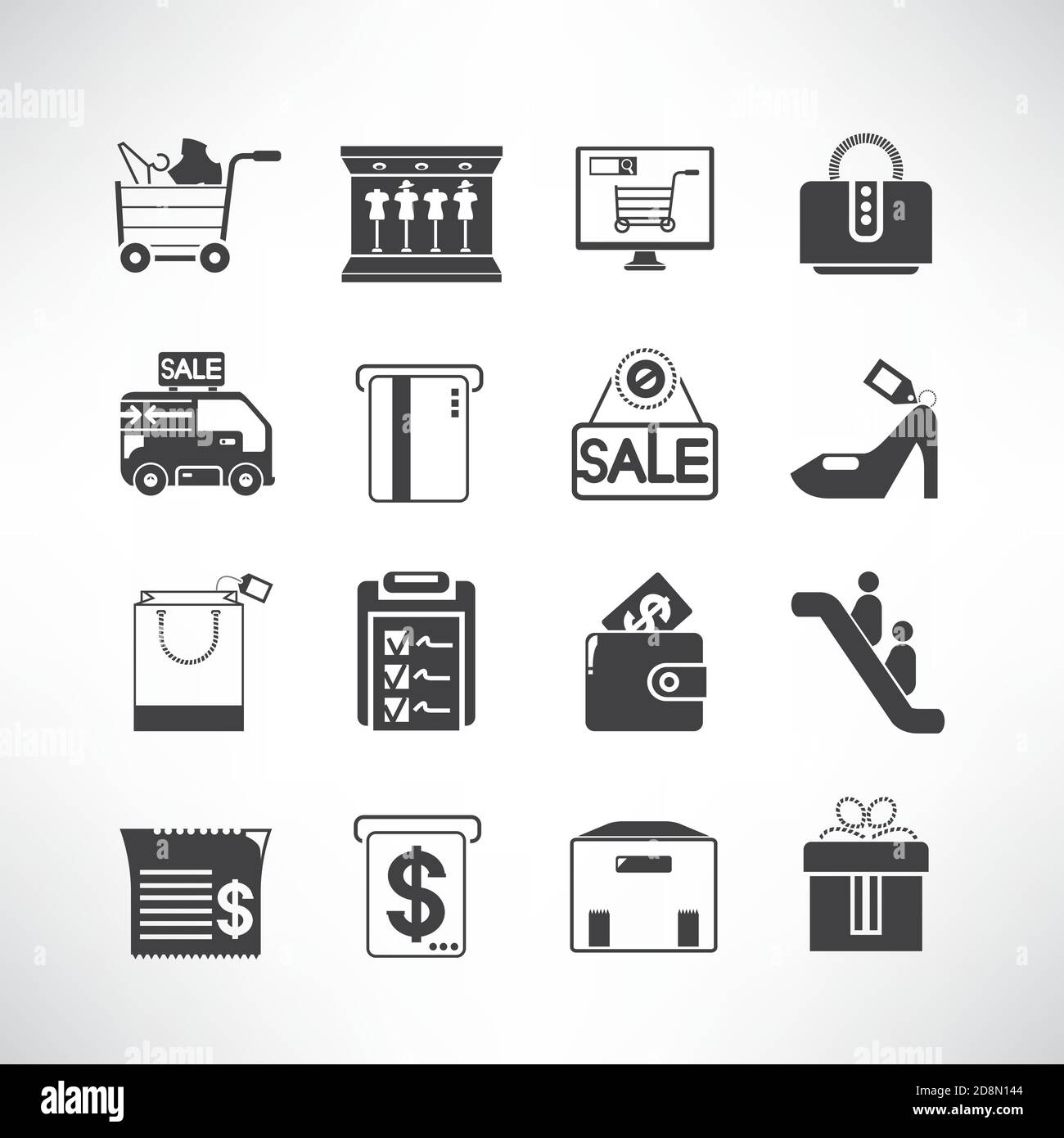 Shopping Mall Symbole, E-Commerce-Symbole Stock-Vektorgrafik - Alamy