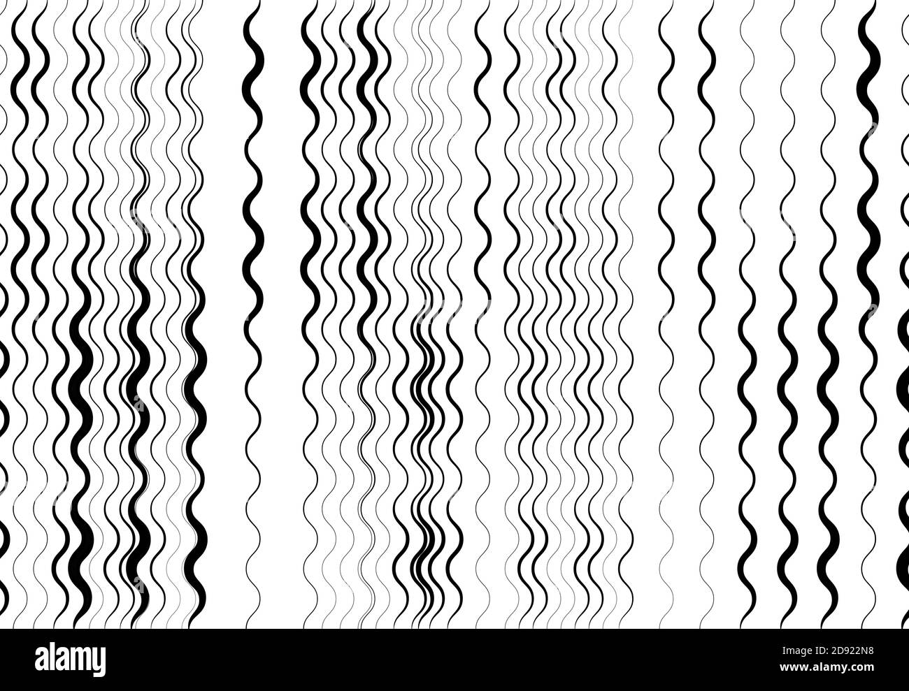 Abstrakt gewellte, winkende, wogende und wellige Linien, Streifen ...