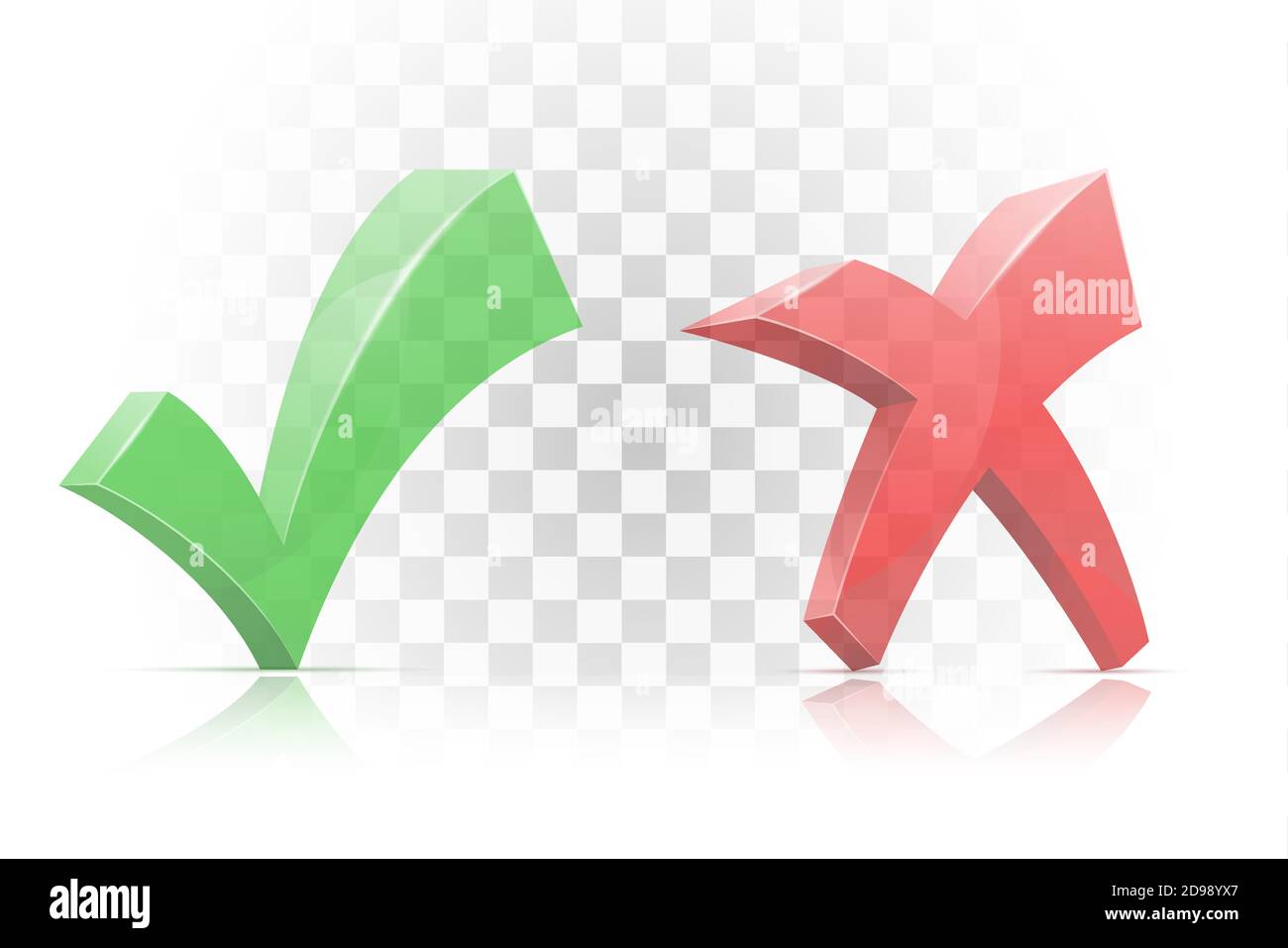 Symbolprüfung ja und Kreuz nein Markierung Zeichen Grafikelemente Für ...