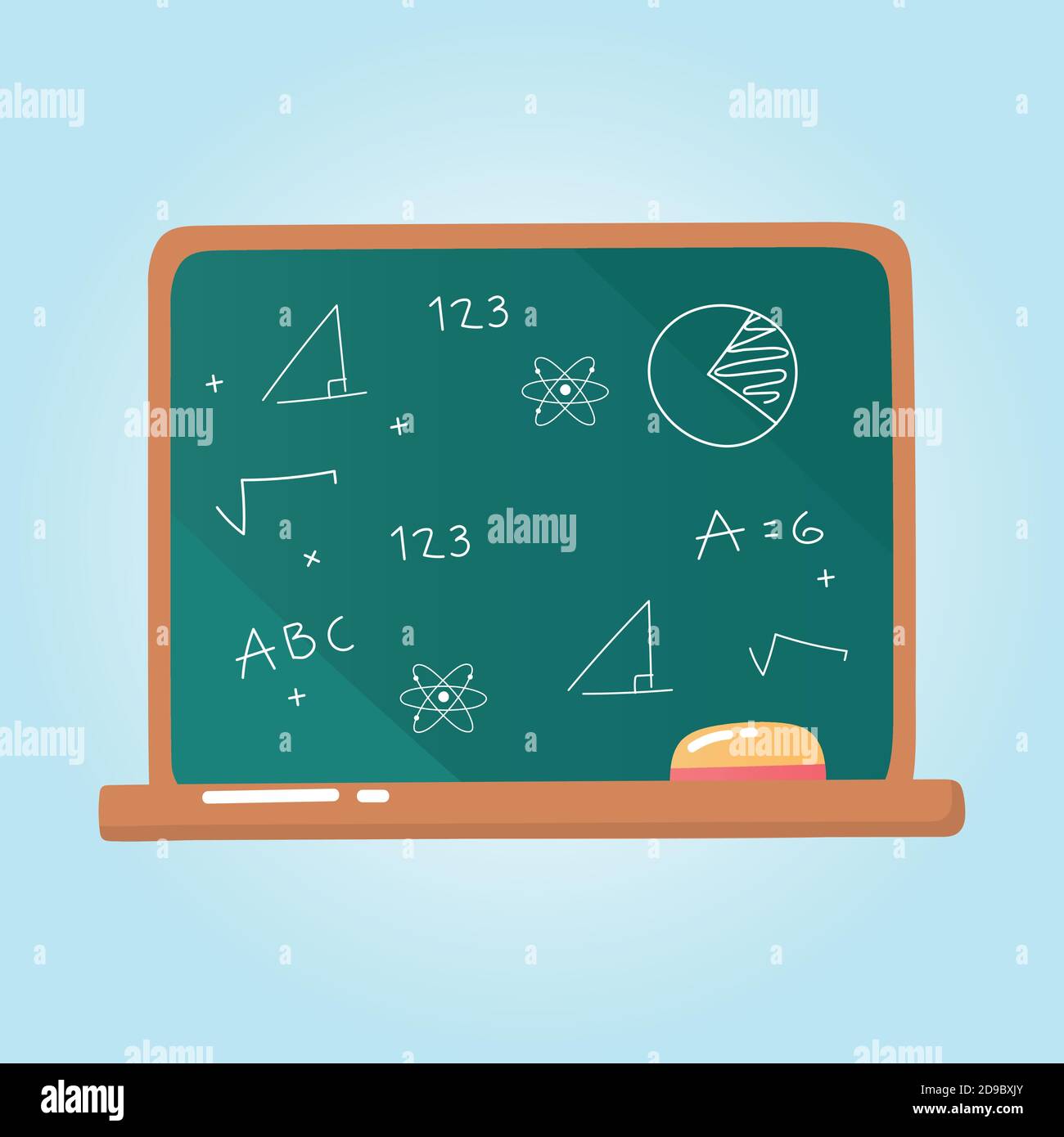 Bildung Tafel und Kreide Schule Grundschule Cartoon Symbol Vektor ...
