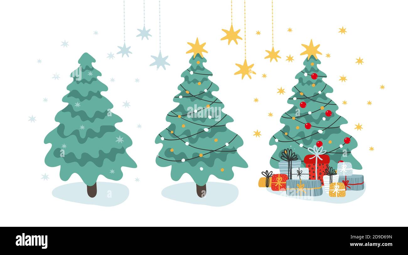 Karikatur tannenbaum mit geschenke Stock-Vektorgrafiken kaufen - Alamy