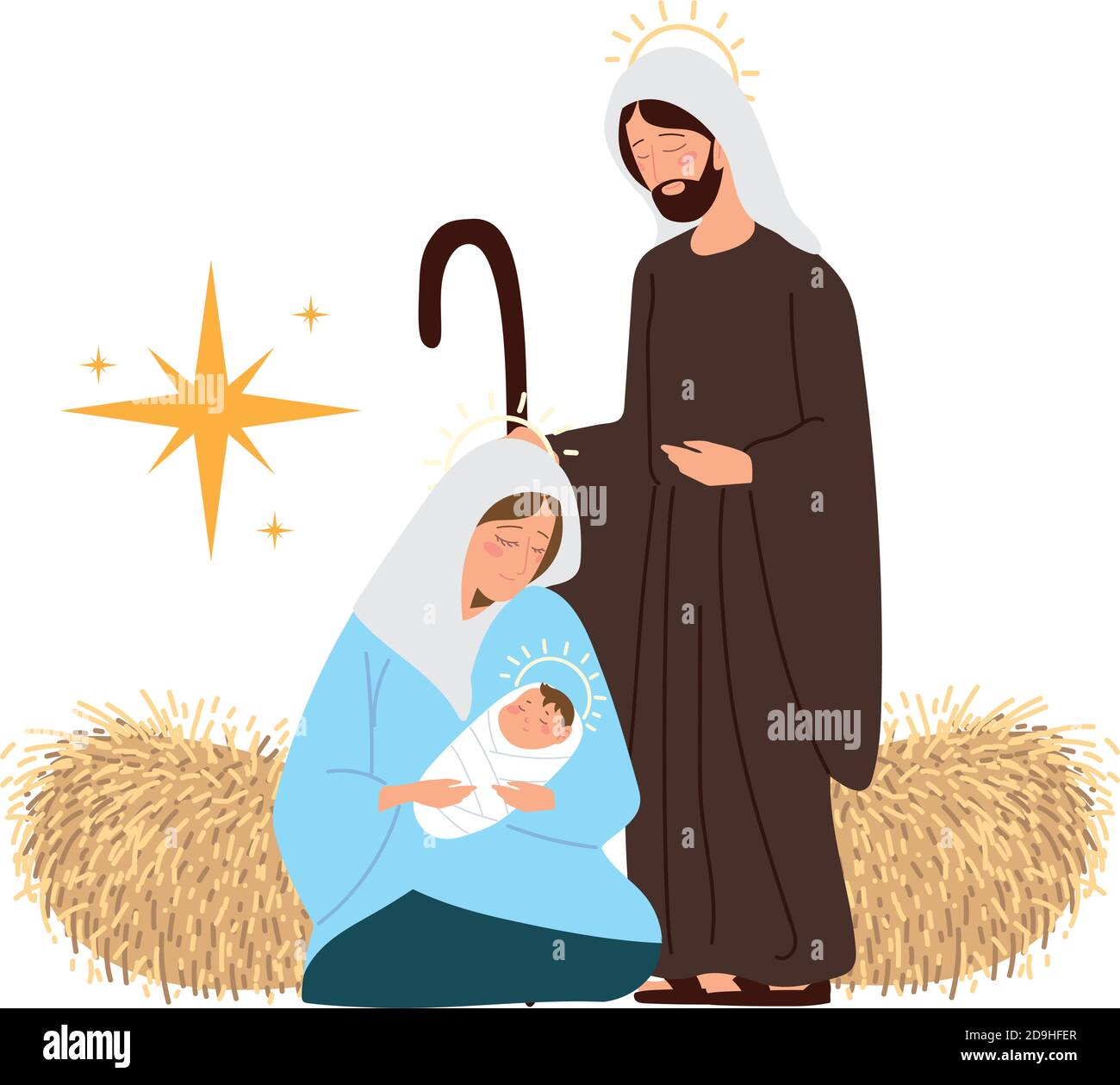 Joseph maria jesus christus cartoon Ausgeschnittene Stockfotos und -bilder - Alamy