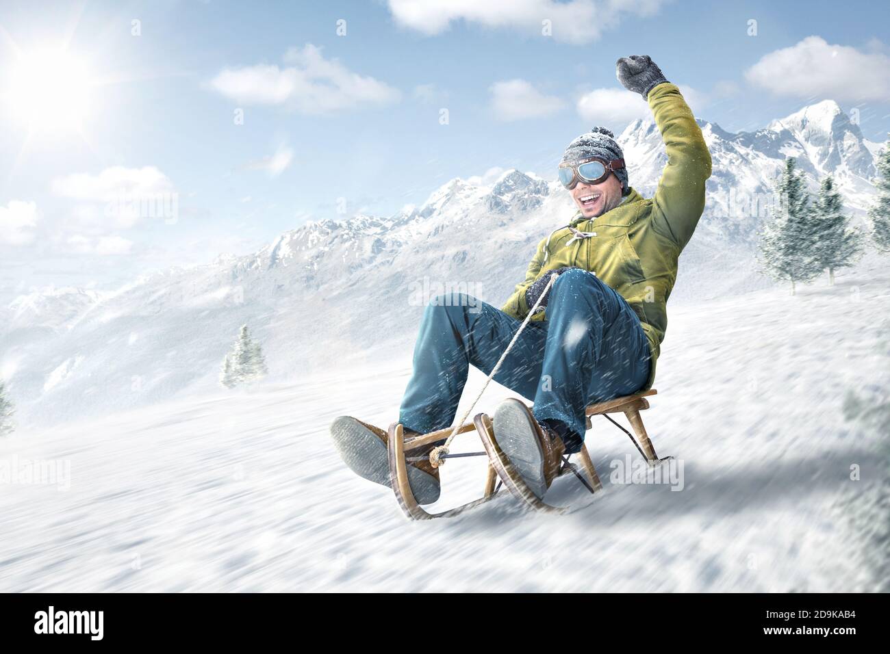 Person auf schlitten -Fotos und -Bildmaterial in hoher Auflösung – Alamy