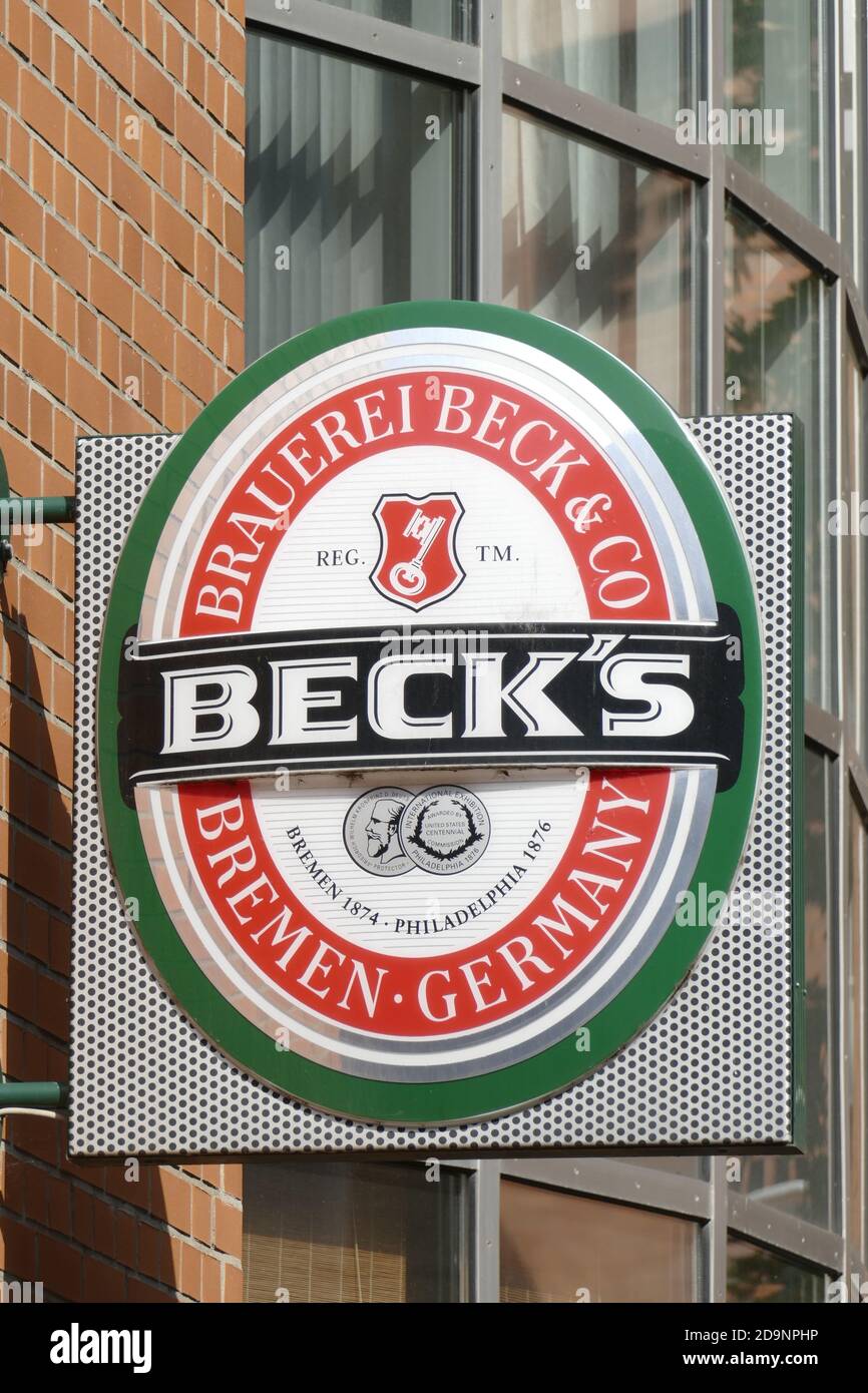 Beck's Logo, Bremen, Deutschland, Europa Stockfotografie - Alamy