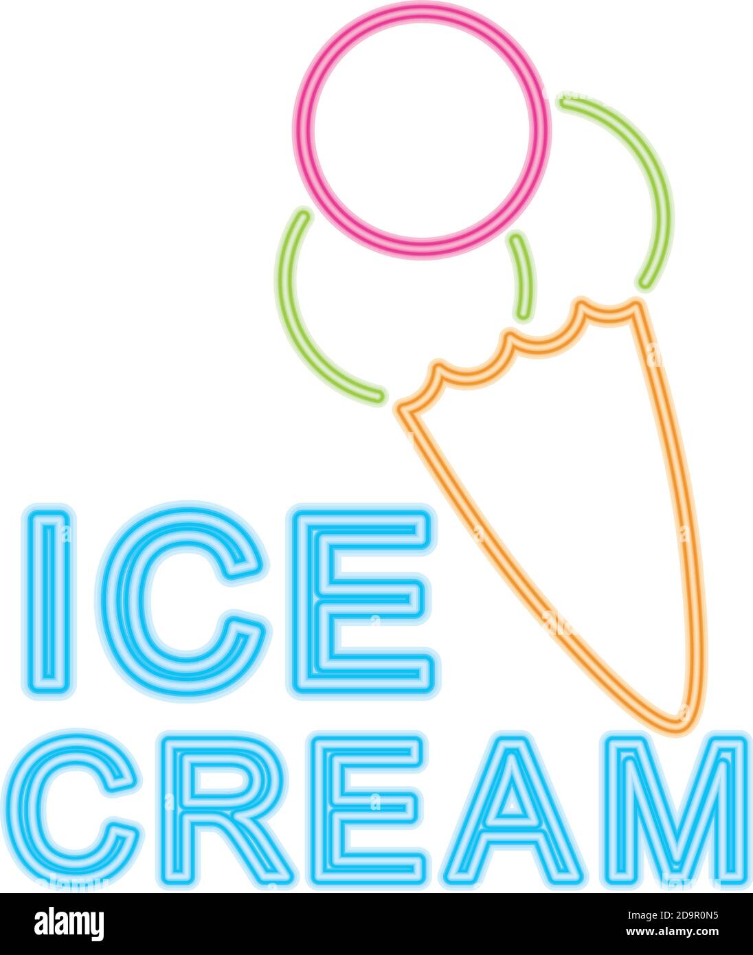 Eis Neon-Zeichen-Symbol auf weißem Hintergrund, Vektor-Illustration ...