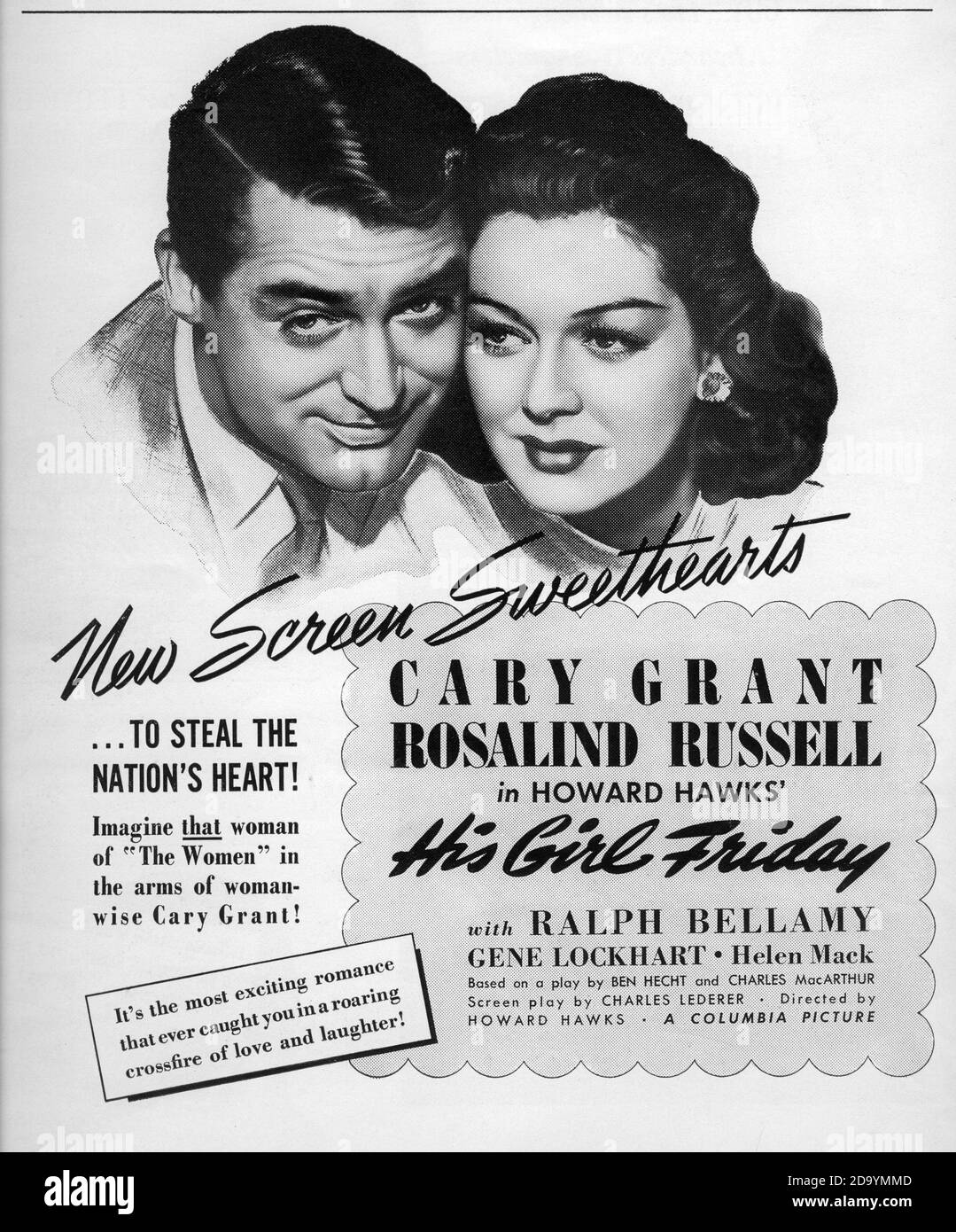 CARY GRANT UND ROSALIND RUSSELL IN SEINEM MÄDCHEN FREITAG 1940 ...