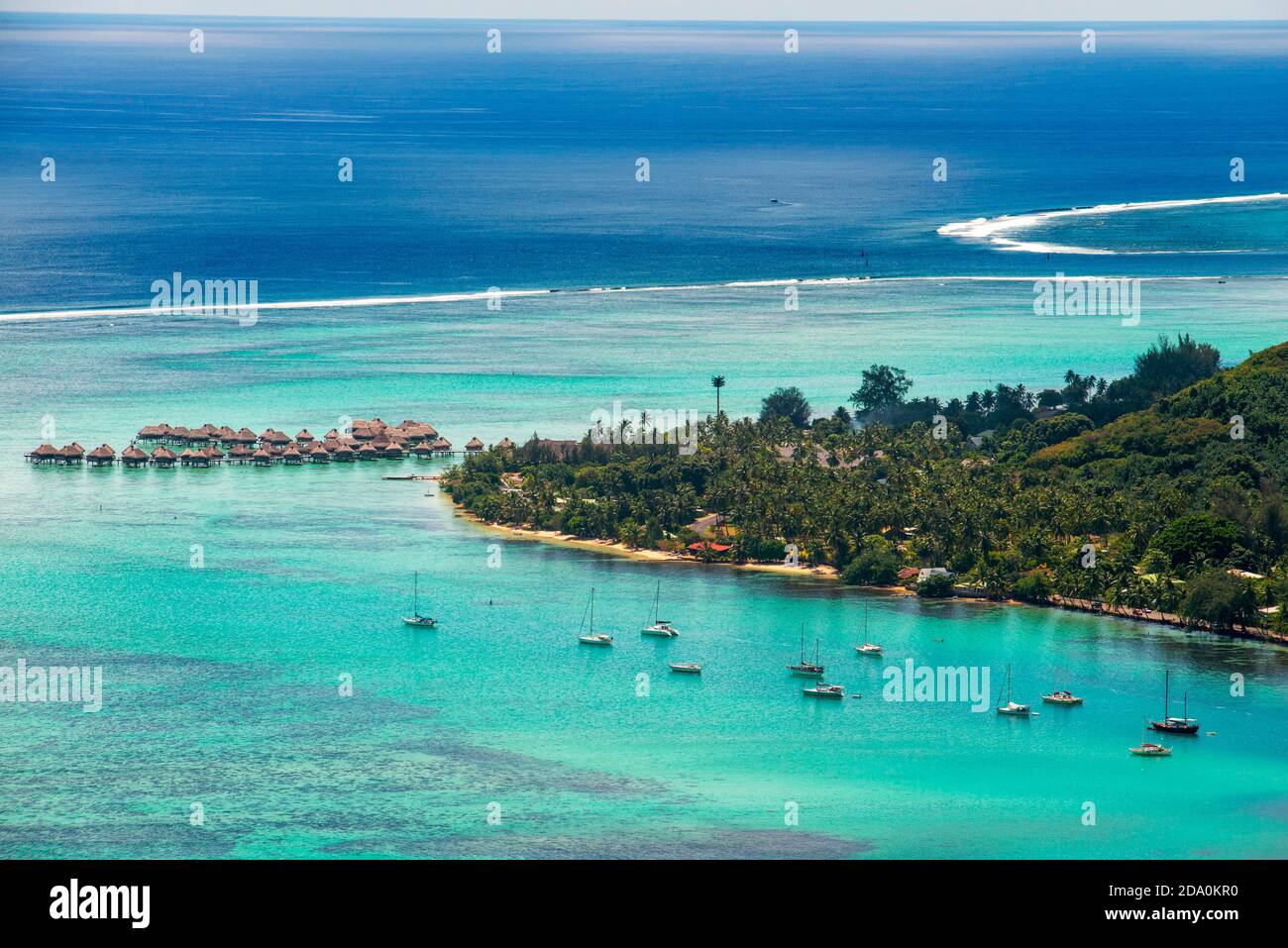 Moorea Insel französisch polynesien Lagune Luftbild Panorama. Riff ...