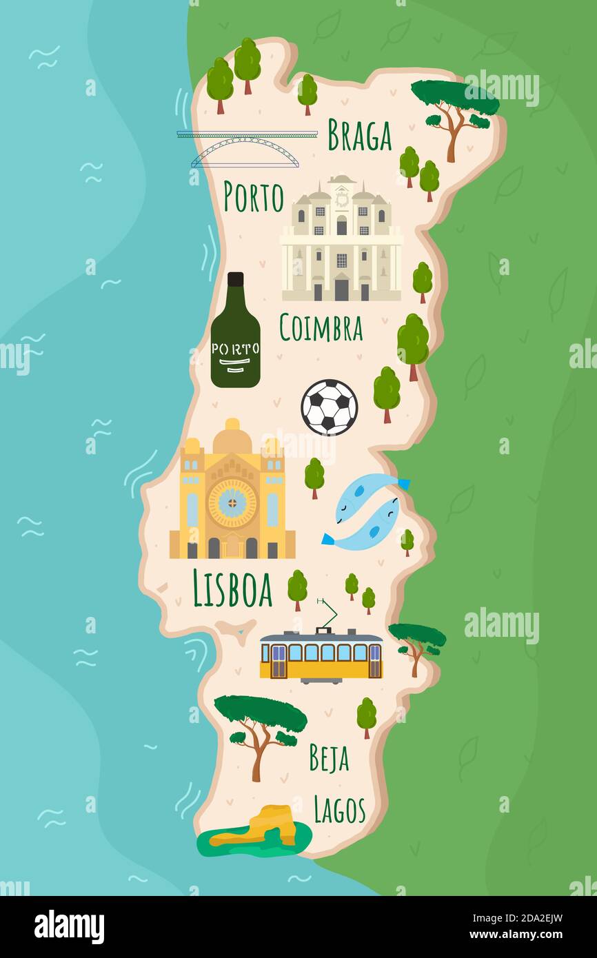 Spannende Portugal Sehenswrdigkeiten Karte Ebenbild
