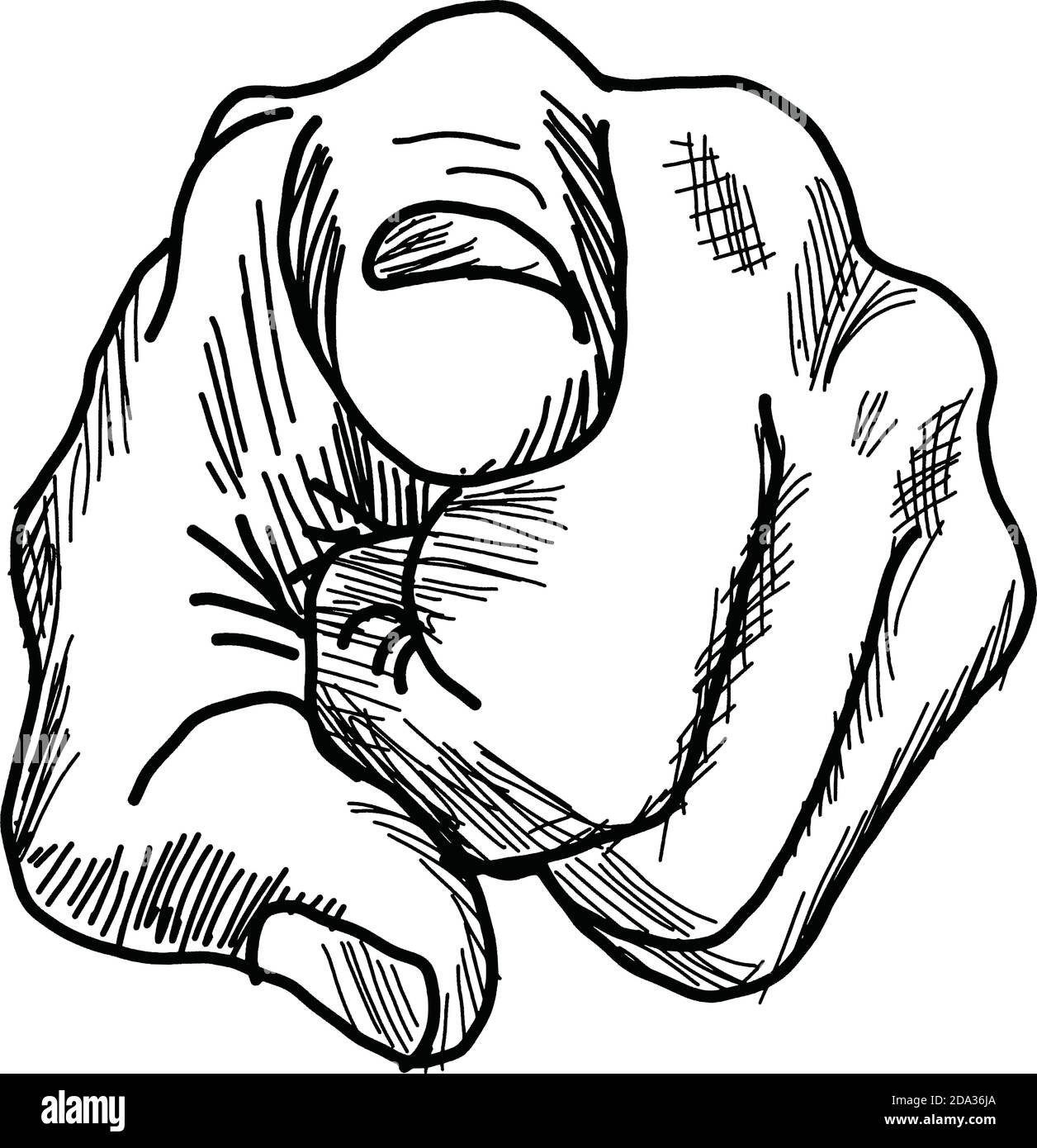 vektor-Illustration Retro schwarz Hand gezeichnet Stil Hand Zeigefinger ...