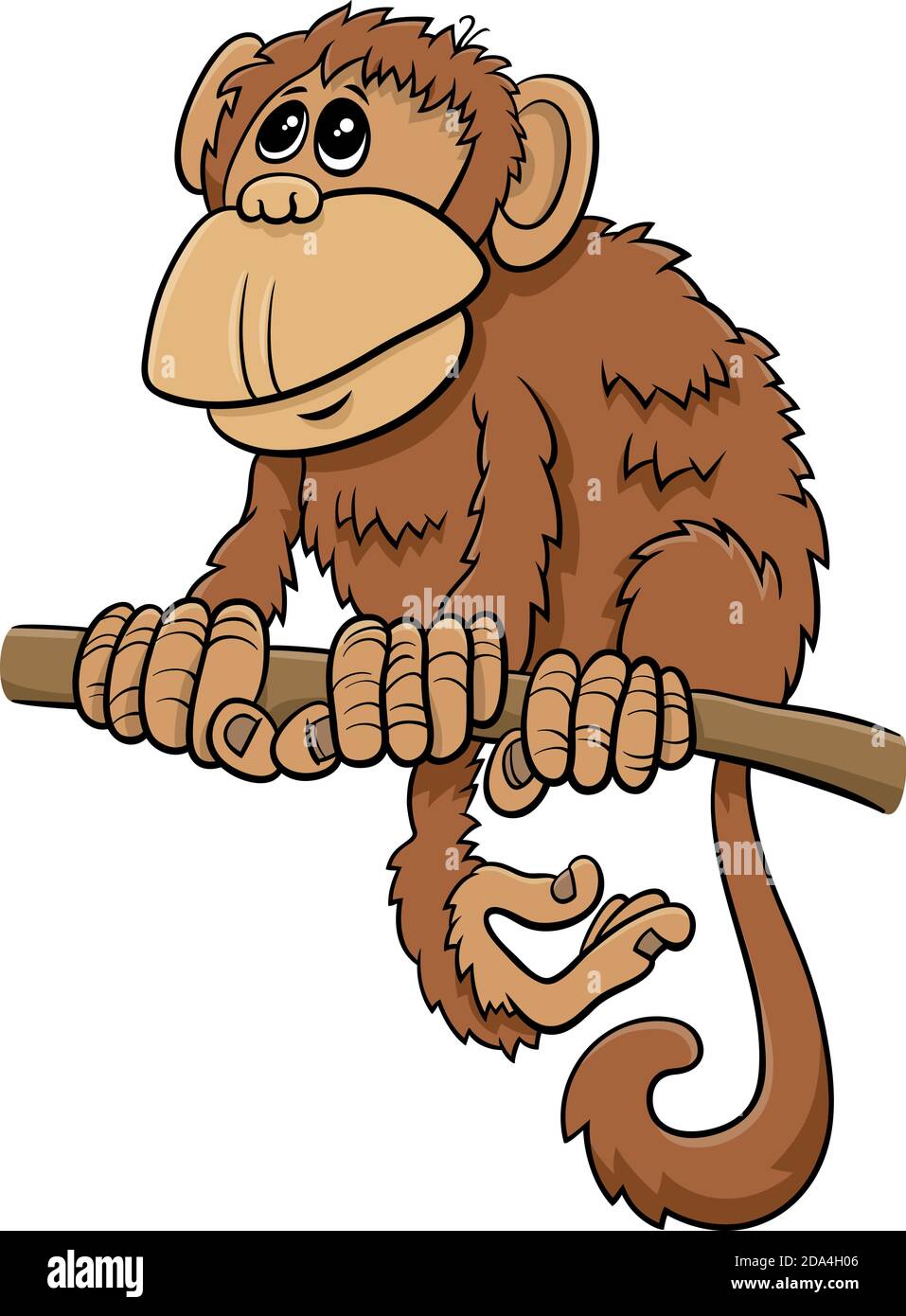 Cartoon-Illustration von Comic-Affen Primaten Tier-Charakter auf Zweig ...
