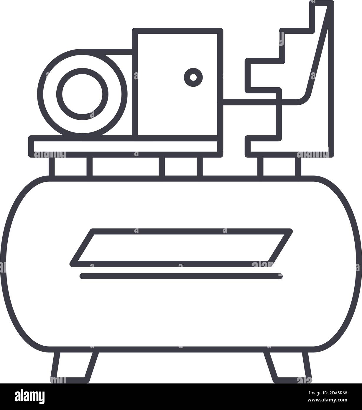 Luftkompressor-Symbol, lineare isolierte Illustration, dünner ...