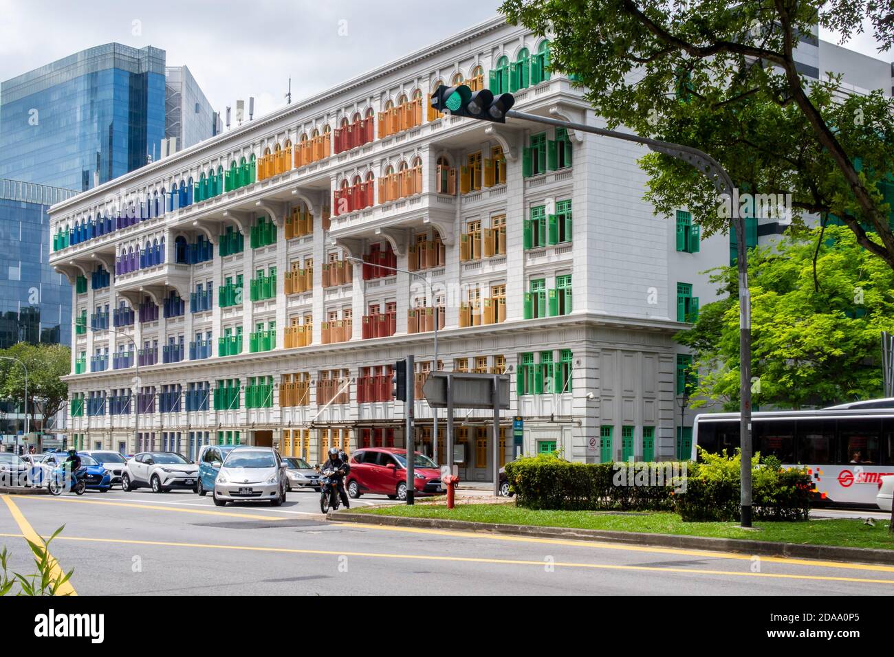 Singapur, 21/01/19.farbenfrohes Gebäude der Old Hill Street Police ...