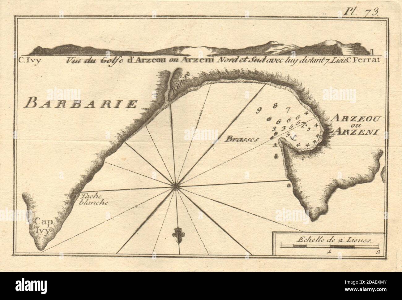 Golfe d'Arzeou ou Arzeni, Barbarie. Golf & Hafen von Arzew. Algerien ...