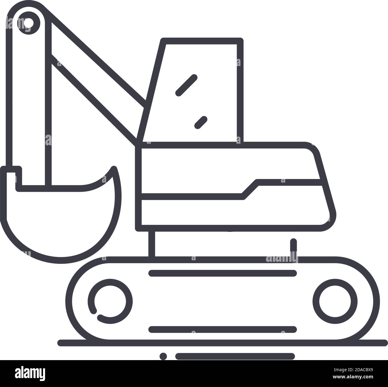 Bagger Bagger Symbol, lineare isolierte Illustration, dünne Linie ...