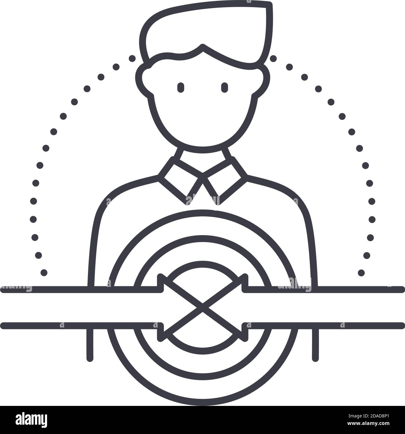 Zielmarkt Zielgruppe Symbol, lineare isolierte Illustration, dünne ...