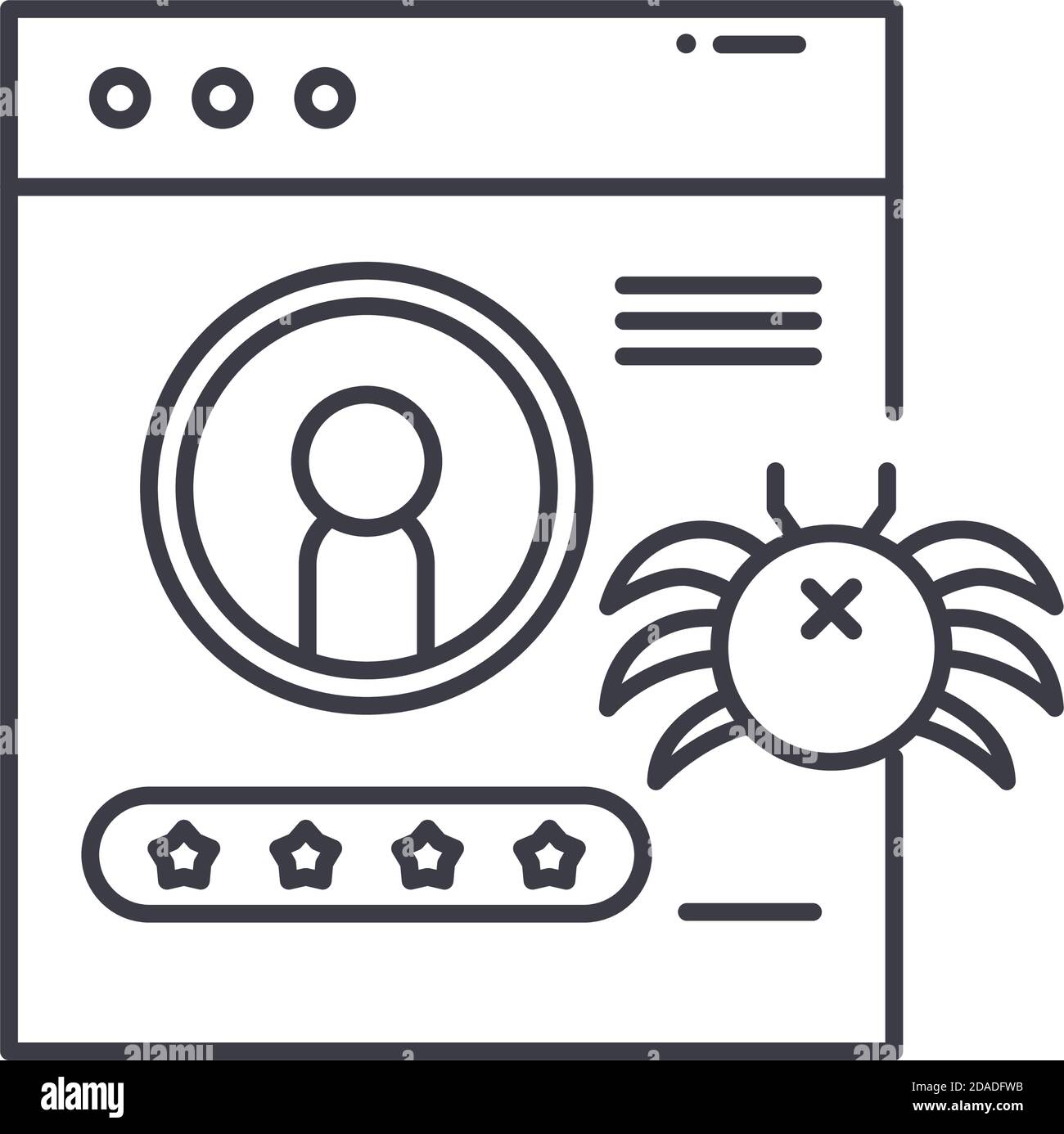 Malware-Symbol, lineare isolierte Illustration, dünne Linie Vektor, Web ...