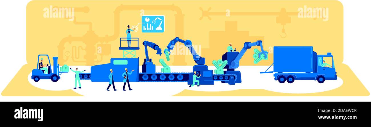 Factory Production Prozess flach Konzept Vektor-Illustration Stock ...