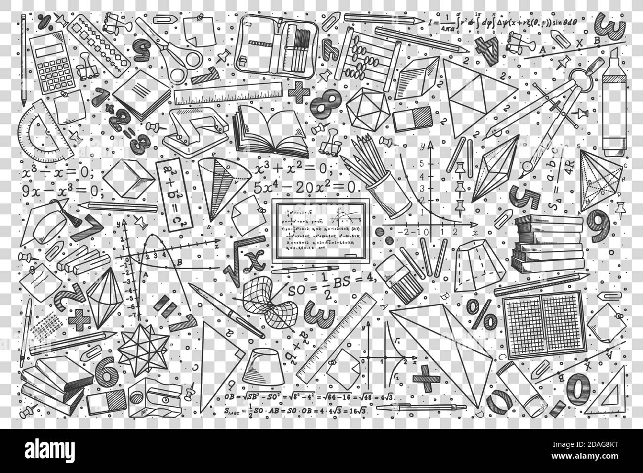 Algebra Doodle Background Stockfotos und -bilder Kaufen - Alamy