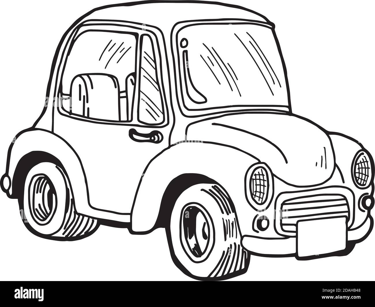 Illustration Vektor Doodle Hand gezeichnet von einem Retro-Auto ...