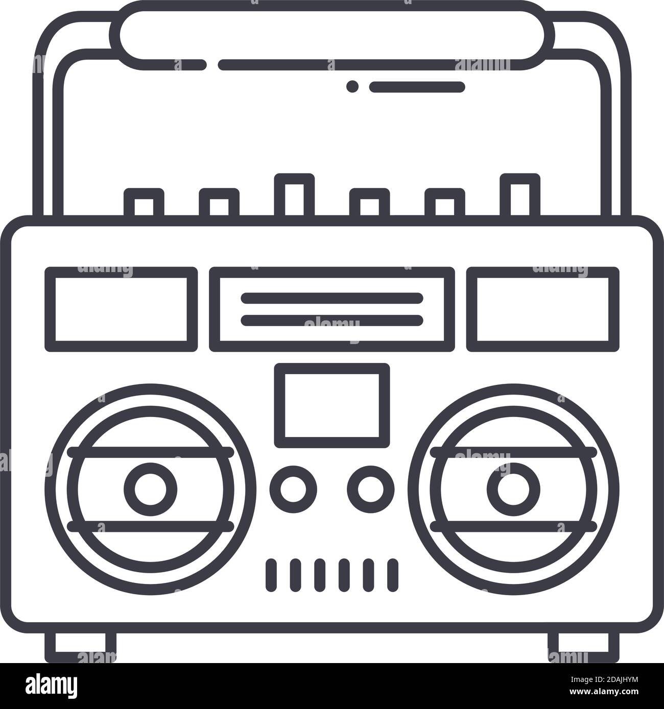 Boombox Symbol, lineare isolierte Illustration, dünne Linie Vektor, Web ...