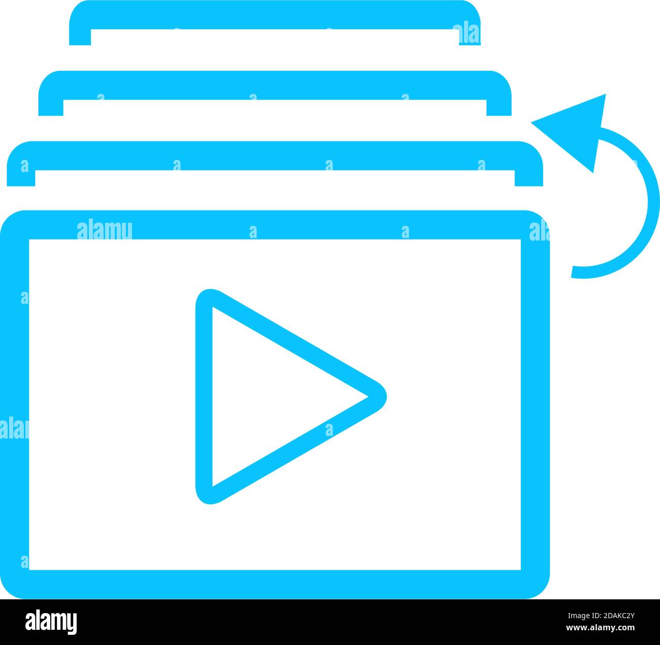 Playlist-Symbol flach. Blaues Piktogramm auf weißem Hintergrund. Symbol ...