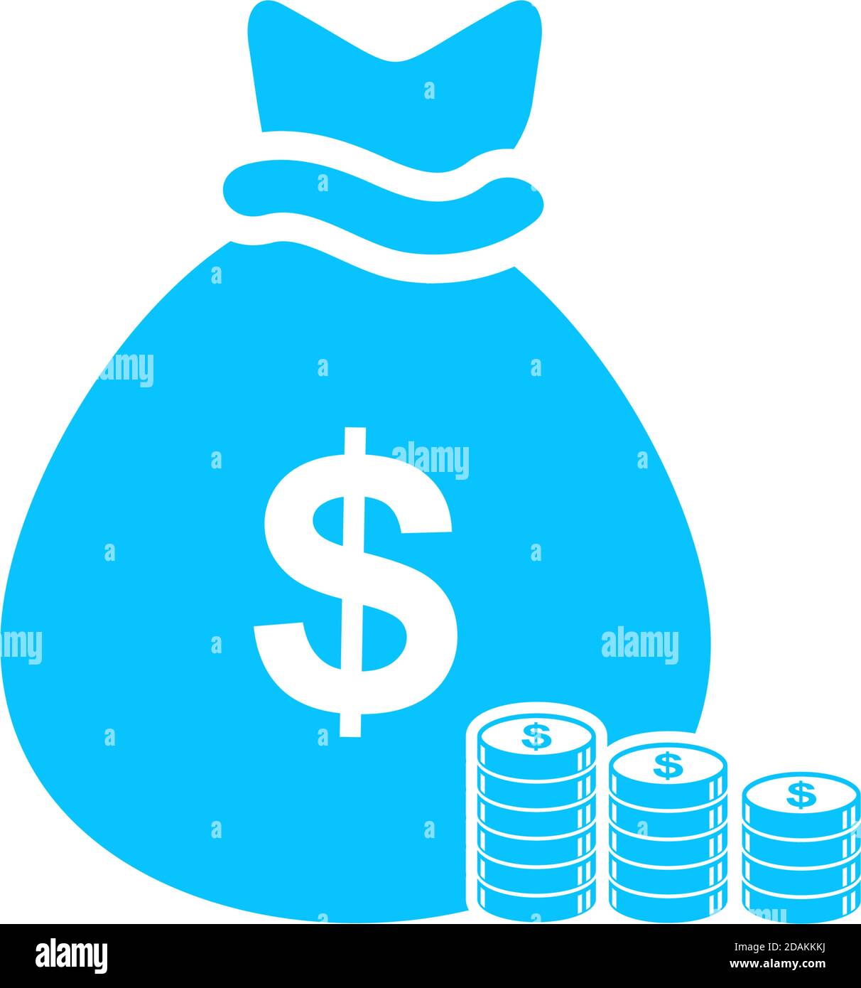 Geld Symbol flach. Blaues Piktogramm auf weißem Hintergrund. Symbol für ...