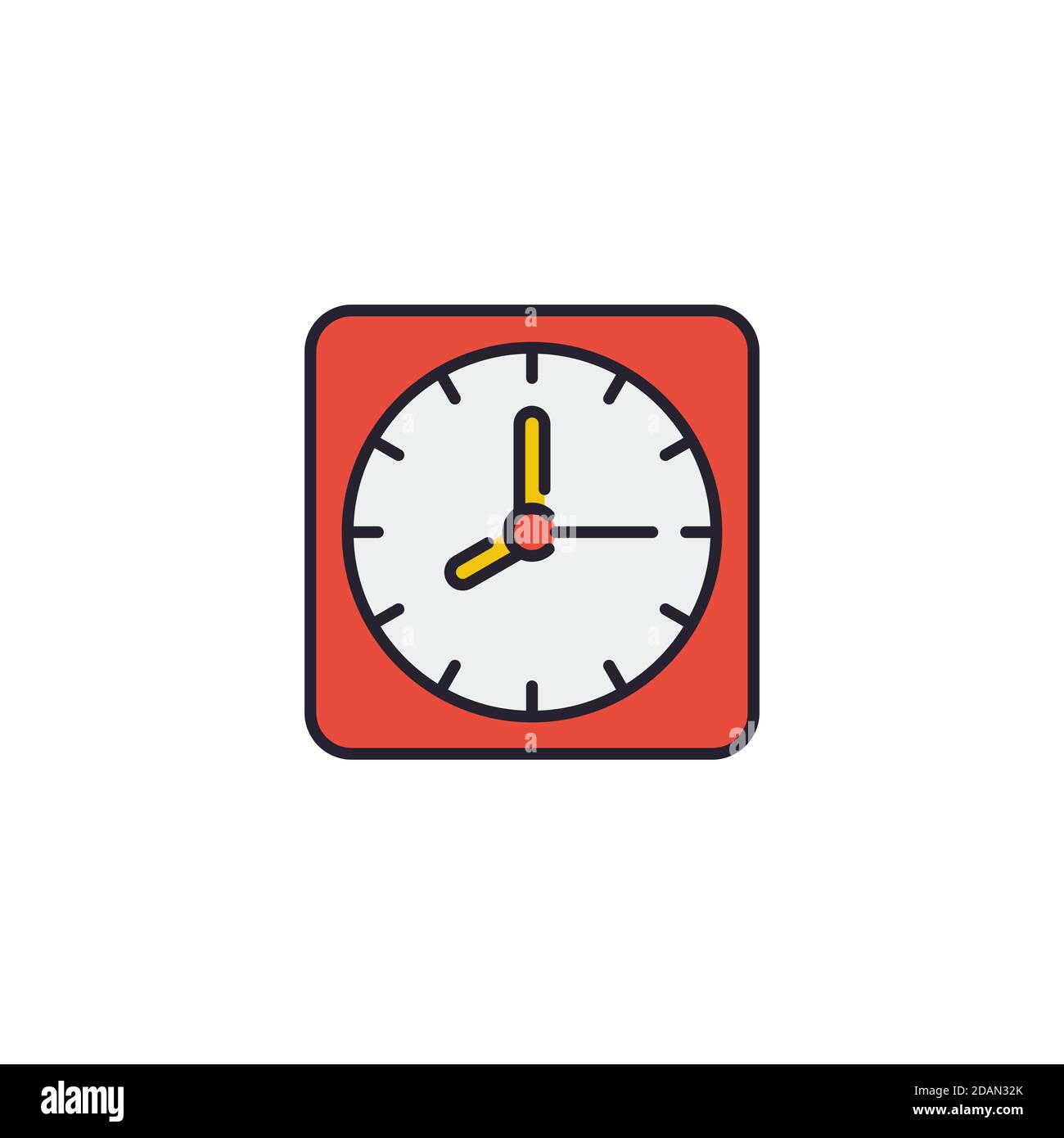 Uhr Symbol, Farbe, Linie, Kontur Vektor-Zeichen, lineare Stil ...