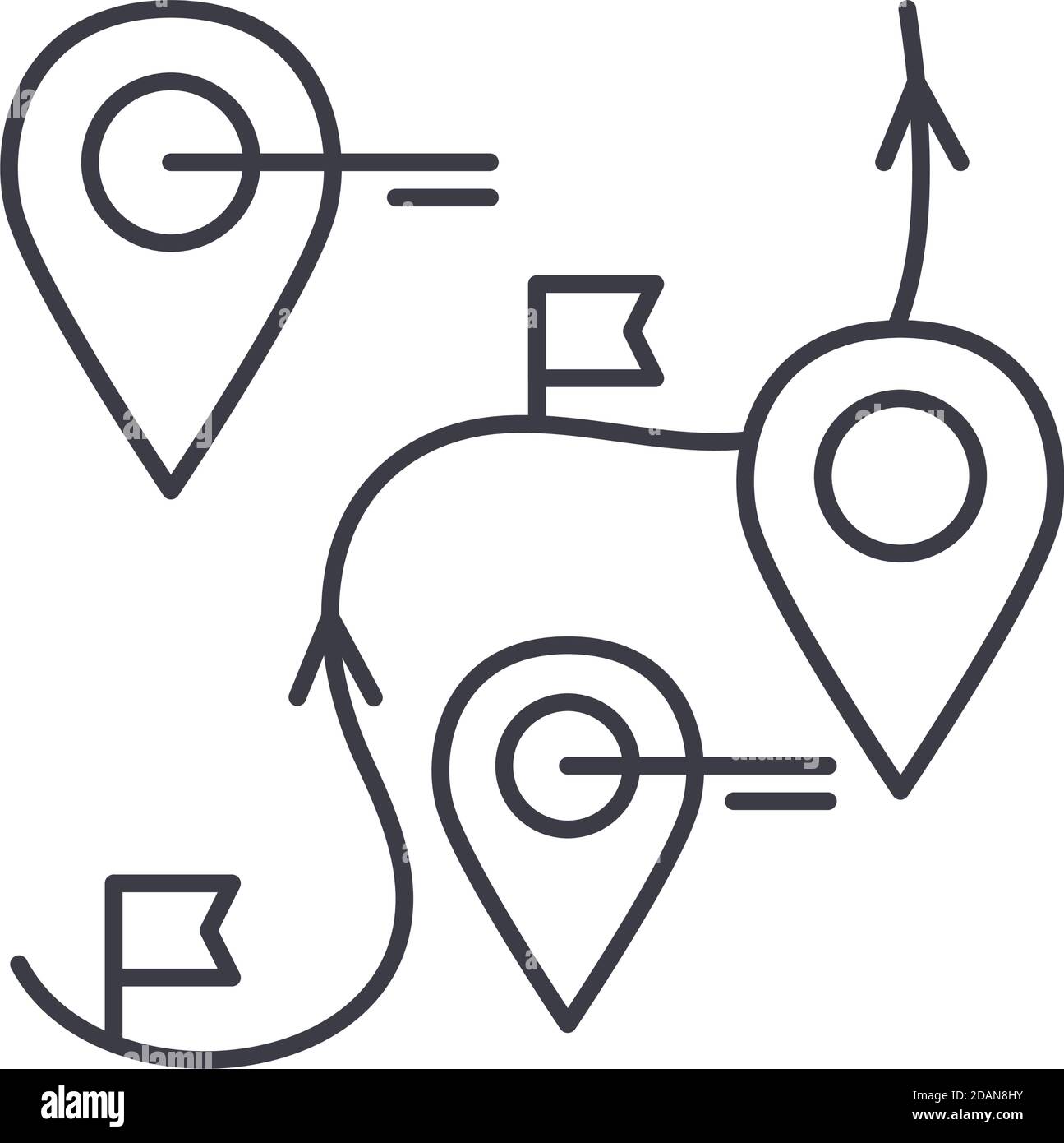 Business Route Symbol, lineare isolierte Illustration, dünne Linie ...