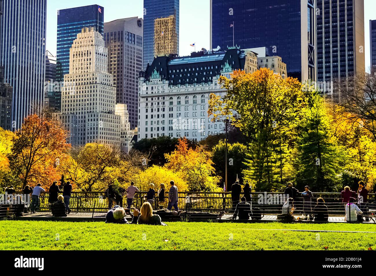 Wunderschönes Herbstpanorama des Central Park und Plaza Hotels in New ... Wunderschönes Herbstpanorama des Central Park und Plaza Hotels in New ...