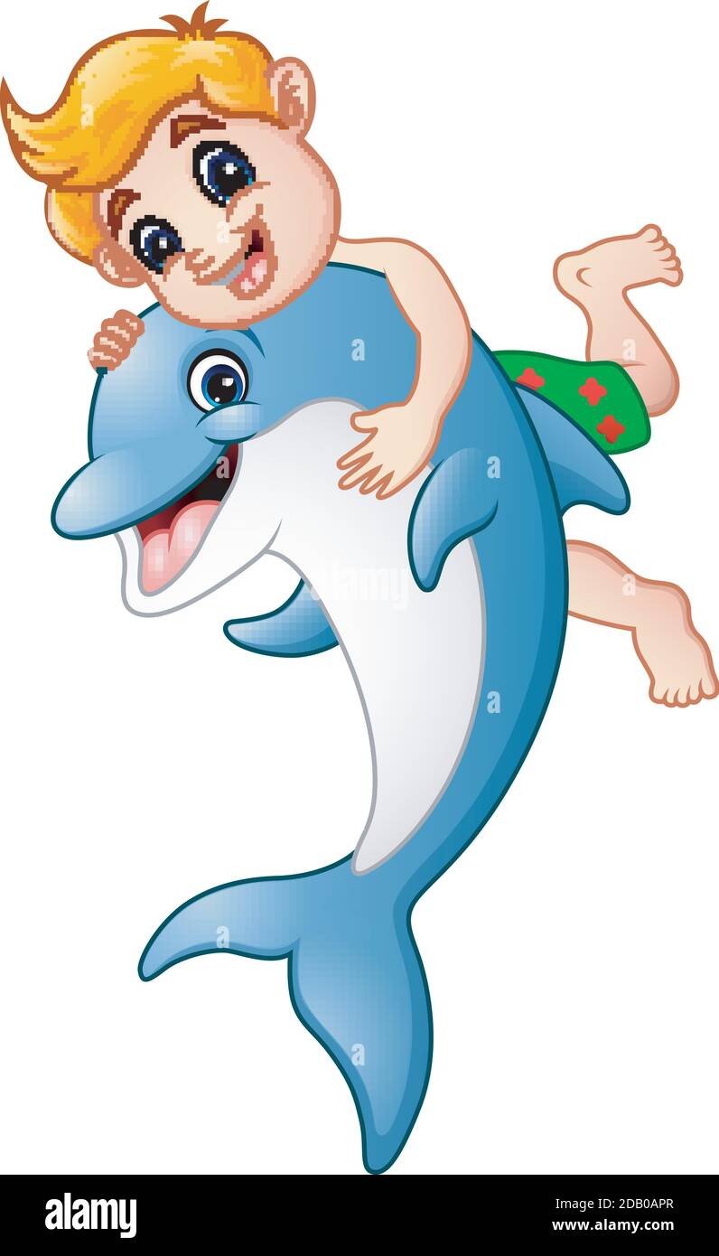 Boy Dolphin Cartoon Illustration Stockfotos und -bilder Kaufen - Alamy