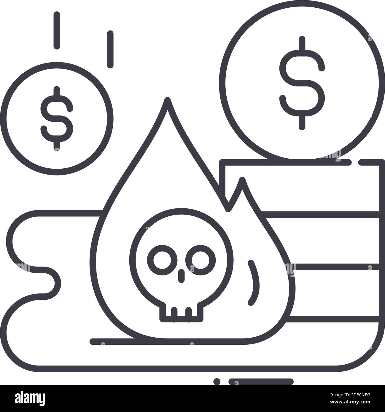 Problem Schulden Symbol, lineare isolierte Illustration, dünne Linie ...