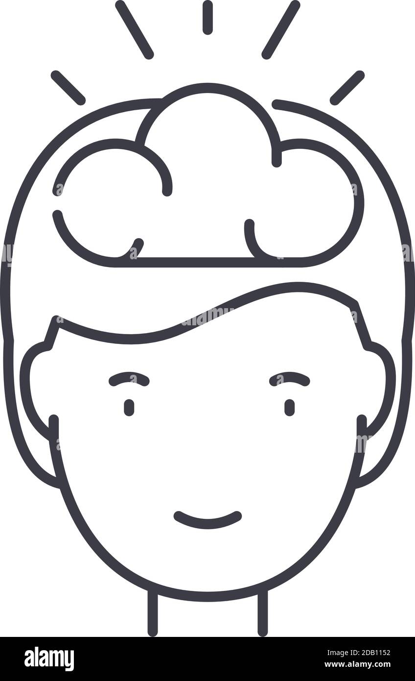 Positives Denken Symbol, lineare isolierte Illustration, dünne Linie ...