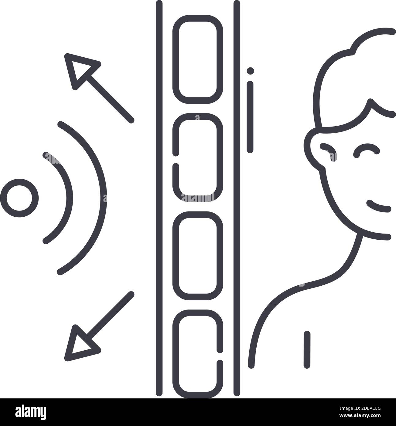 Sound Wall Isolation Icon, lineare isolierte Illustration, dünne Linie ...