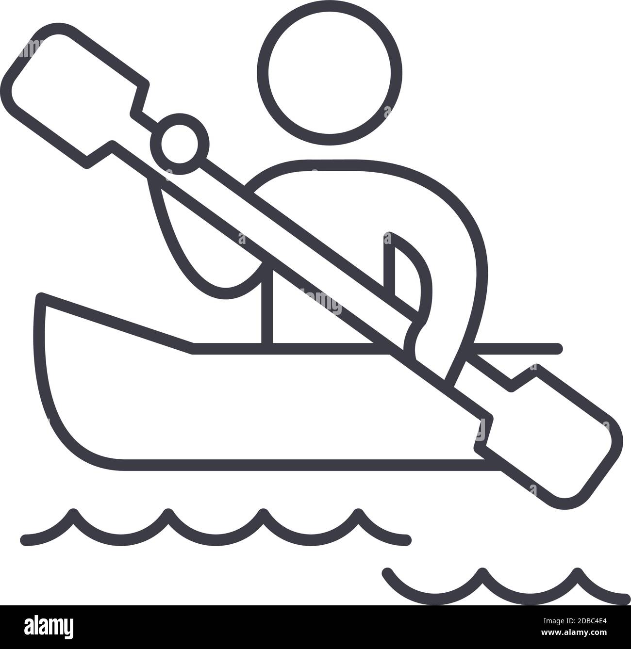 Ruderboot Symbol, lineare isolierte Illustration, dünne Linie Vektor ...