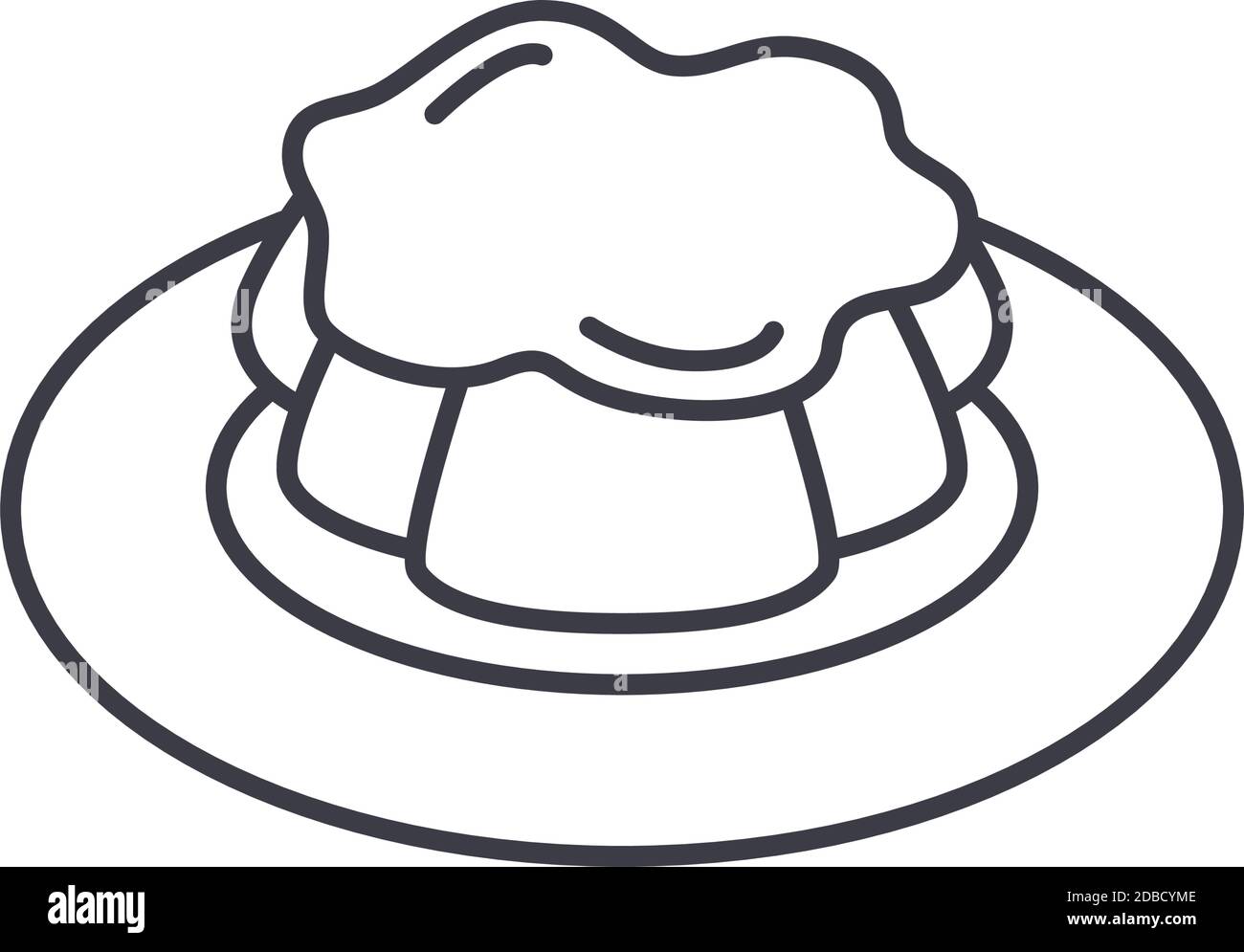 Pudding Symbol, lineare isolierte Illustration, dünne Linie Vektor, Web ...