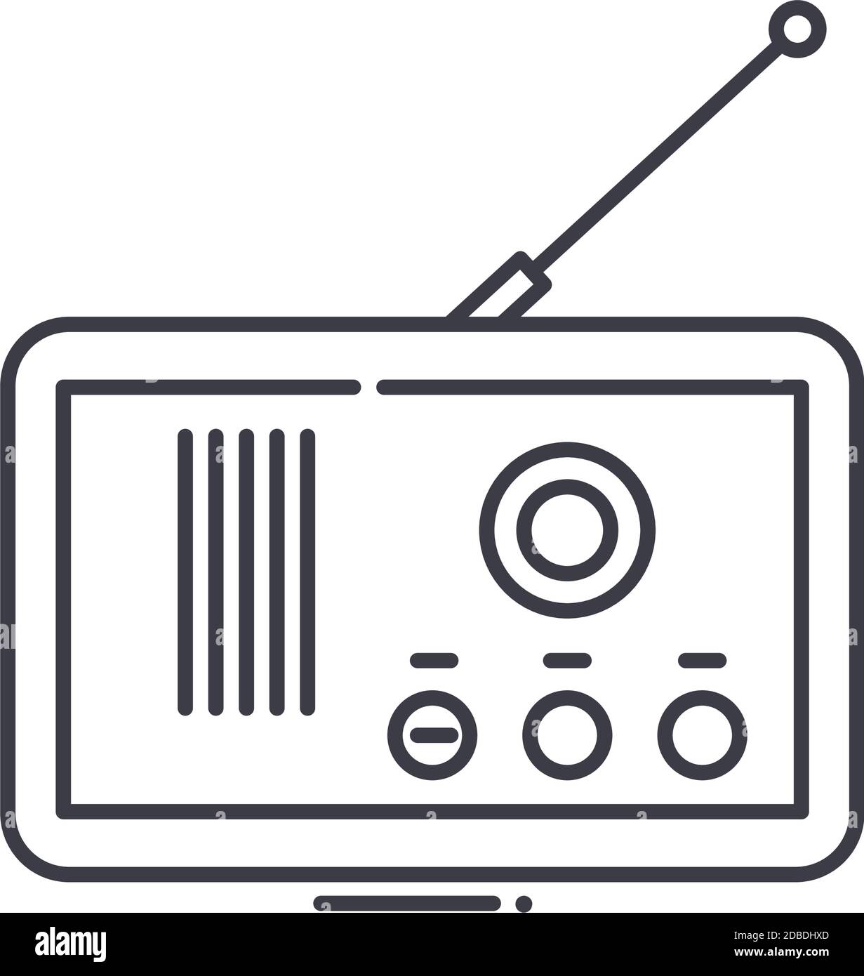 Radio-Musik-Player-Symbol, lineare isolierte Illustration, dünne Linie ...