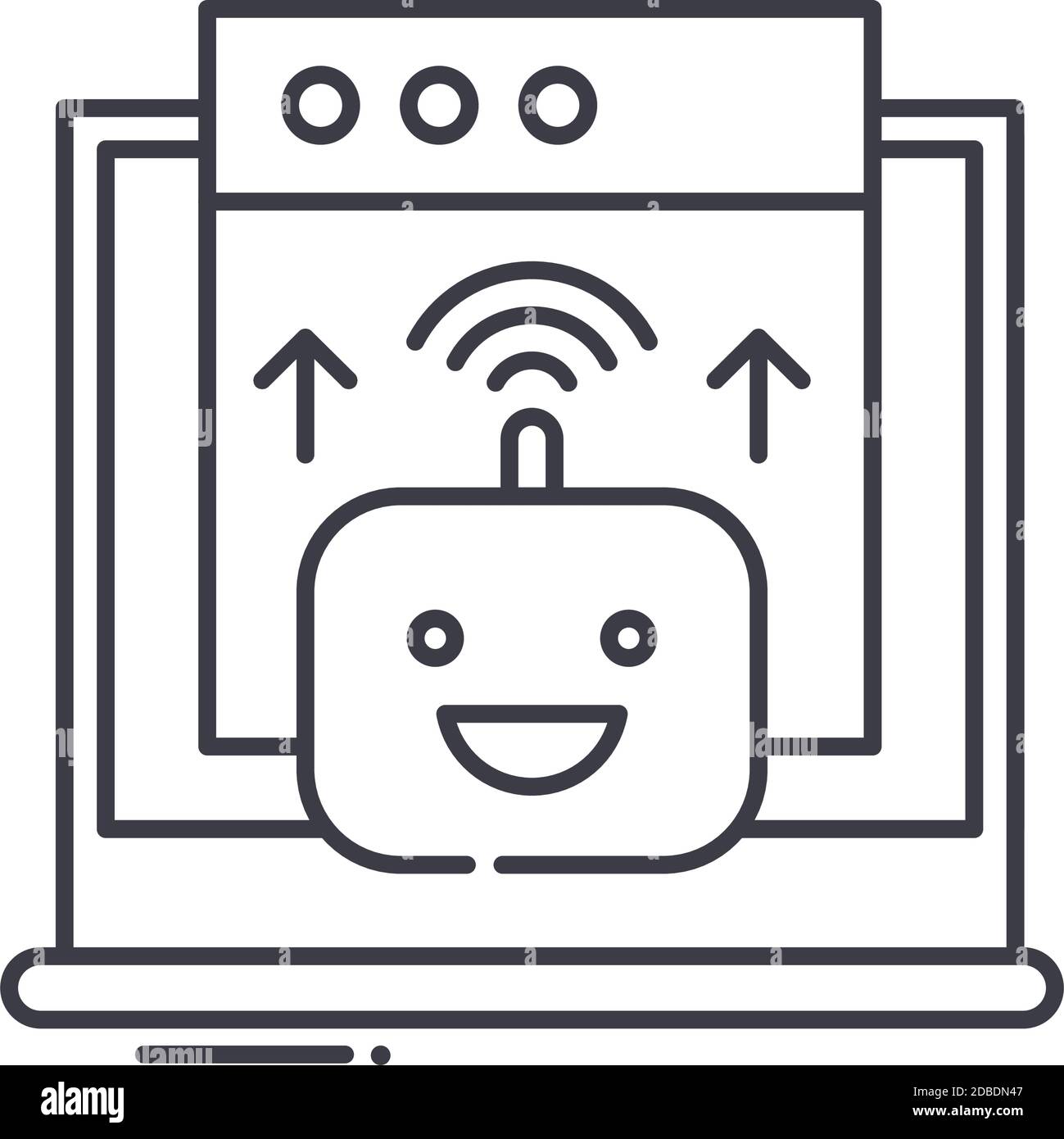 Programmierung Roboter Symbol, lineare isolierte Illustration, dünne ...