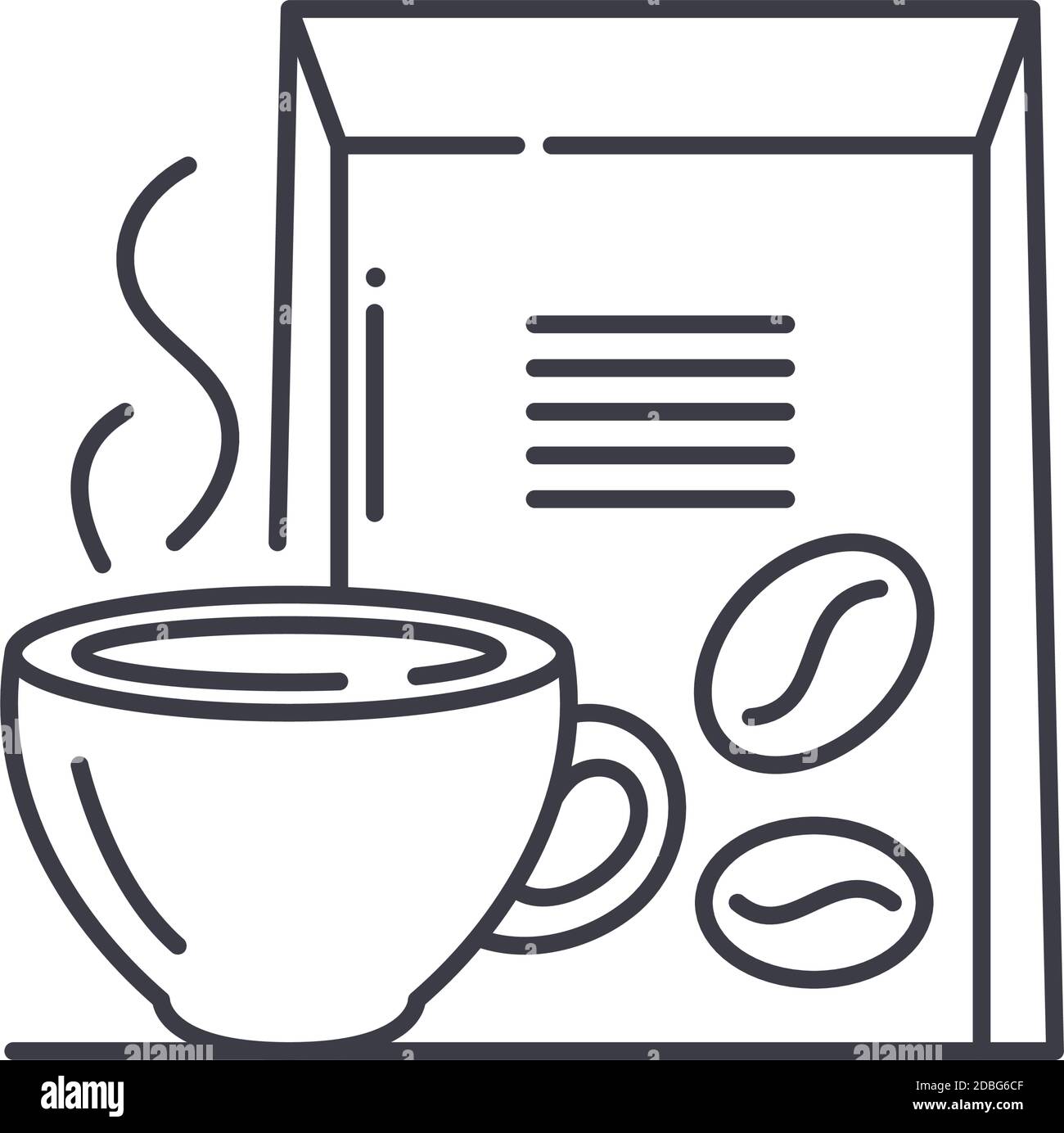 Kaffeepause Idee Symbol, lineare isolierte Illustration, dünne Linie ...