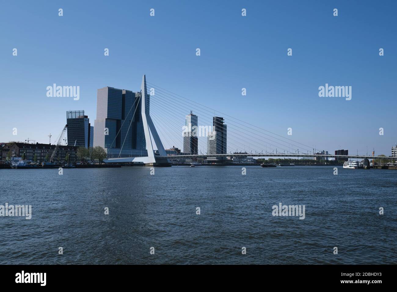 Panoramablick auf die Erasmus Brücke in die Stadt und Bauten von ...