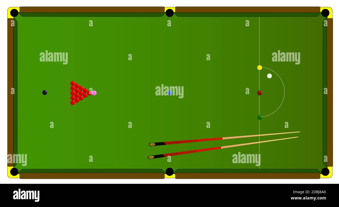 Eine typische in volle Größe snooker-Tisch mit Bällen und snooker ...