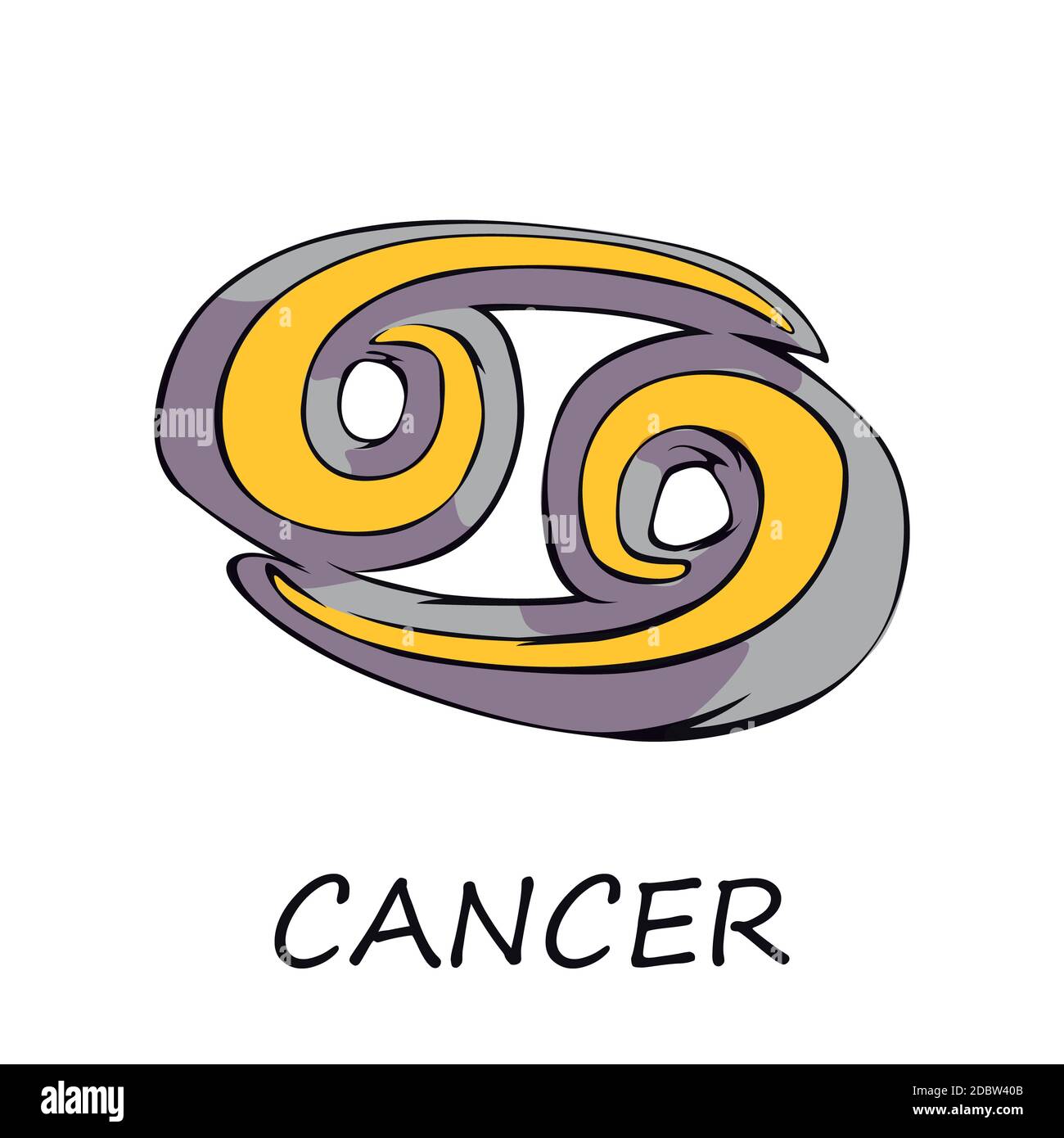 Krebs Tierkreis Zeichen flach Cartoon Vektor Illustration. Krabbe himmlisches Wasser Symbol mit ...